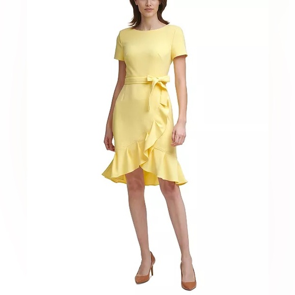 Calvin Klein | Dresses | New Calvin Klein Ruffle Hem Short Sleeve ...